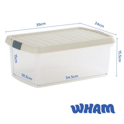 Wham Clip 4x 10.5L Rectangular Plastic Storage Boxes with Secure Clip ...