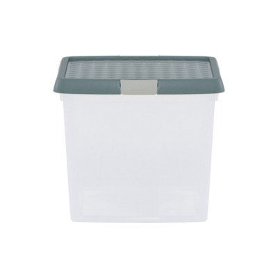 Wham Clip 4x 14L Square Plastic Storage Boxes with Clip Lock Lids ...