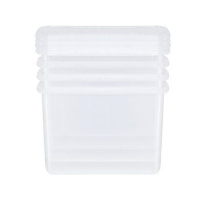 Wham Clip 4x 21.5L Rectangular Plastic Storage Boxes with Clip Lock ...