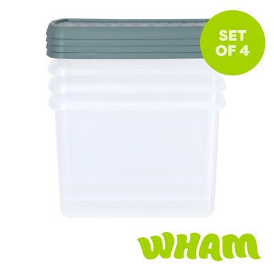 Wham Clip 4x 21.5L Rectangular Plastic Storage Boxes with Clip Lock ...