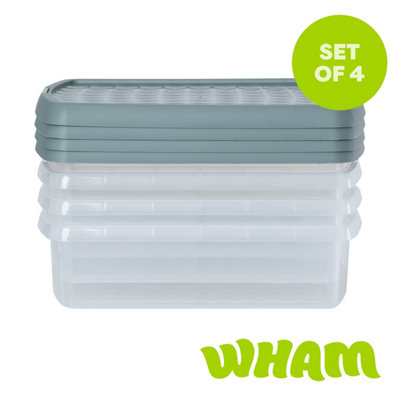 Wham Clip 4x 8.5L Rectangular Plastic Storage Boxes with Clip Lock Lids ...