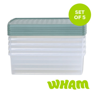 Wham Clip 5x 30L Rectangular Plastic Storage Boxes with Secure Clip ...