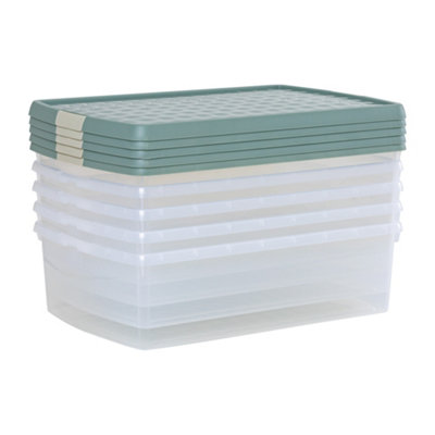Wham Clip 5x 30L Rectangular Plastic Storage Boxes with Secure Clip ...