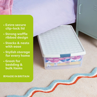 Wham Clip 5x 30L Rectangular Plastic Storage Boxes with Secure Clip ...