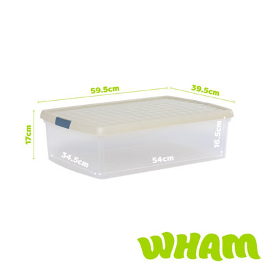 Wham Clip 5x 30L Rectangular Plastic Storage Boxes with Secure Clip ...