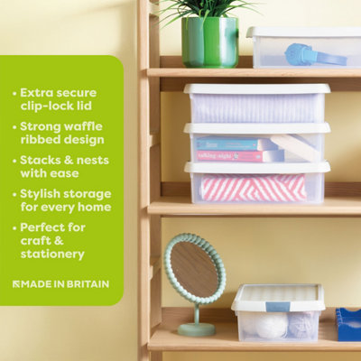 Wham Clip 5x 7L Rectangular Plastic Storage Boxes with Secure Clip Lock ...