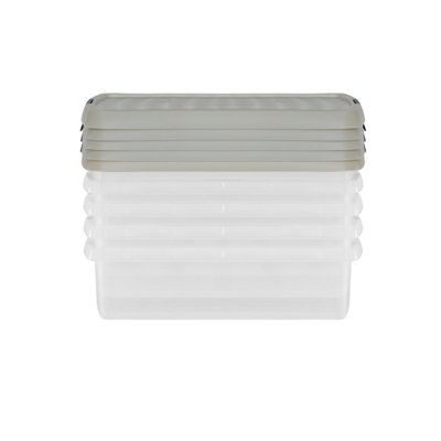 Wham Clip 5x 7L Rectangular Plastic Storage Boxes with Secure Clip Lock ...