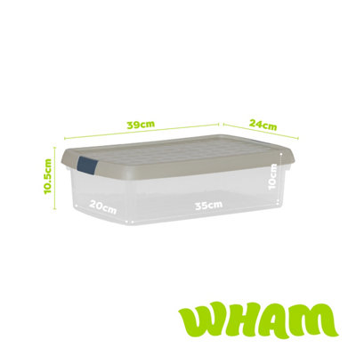 Wham Clip 5x 7L Rectangular Plastic Storage Boxes with Secure Clip Lock ...