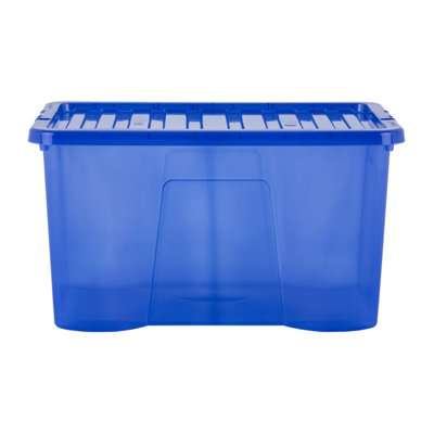 WHAM CRYSTAL 10 X 60L STACKABLE PLASTIC STORAGE BOXES WITH LIDS TINT ...