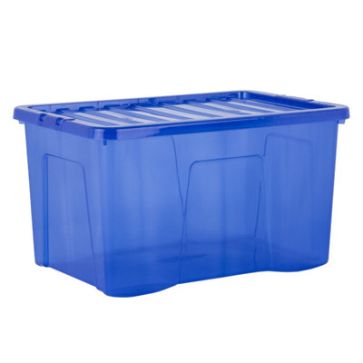 Wham Crystal 10 x 60L Stackable Plastic Storage Boxes with Lids Tint ...