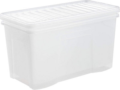 Wham Crystal 110 Litre Box & Lid, 3 Pack, Clear, 79.5 cm X 39.5 cm X 40 cm
