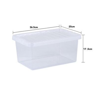 Wham Crystal 5 x 11L Stackable Plastic Storage Boxes with Lids Clear
