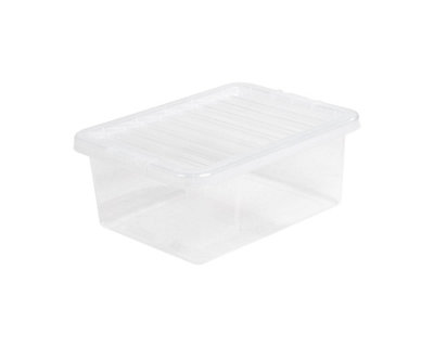 Wham Crystal 5 x 17L Stackable Plastic Storage Boxes with Lids Clear