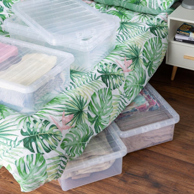 Wham Crystal 5 x 32L Stackable Plastic Storage Boxes with Lids Clear