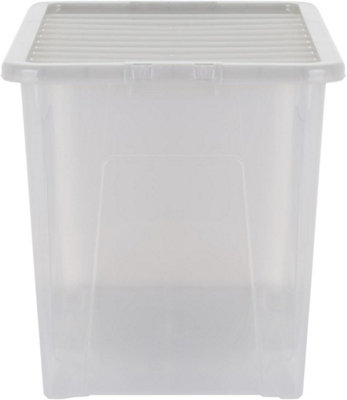 Wham Crystal 80 Liter Plastic Storage Box With Lid 60 x 40 x 42 cm ...