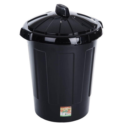 Wham Dustbin 80L Heavy Duty Black Kitchen Waste Paper Rubbish Plastic ...