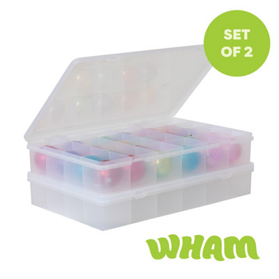 Wham Festive 2x Extra Large Christmas Bauble Storage Boxes - 24 ...