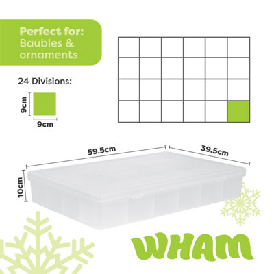 Wham Festive 2x Extra Large Christmas Bauble Storage Boxes - 24 ...