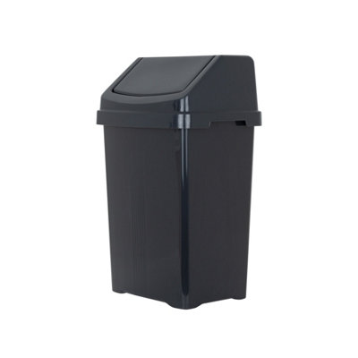 Wham High Grade 25L Plastic Flip Top Bin, 25Ltr Medium Waste Bin Midnight