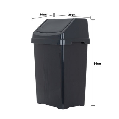 Wham High Grade 25L Plastic Flip Top Bin, 25Ltr Medium Waste Bin Midnight