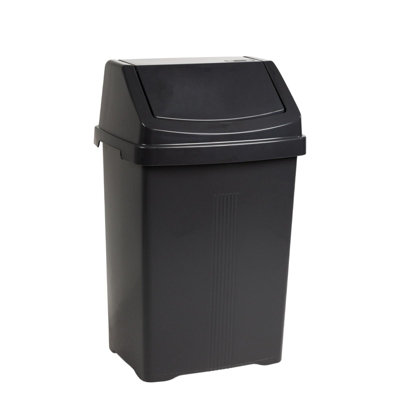 Wham High Grade 25L Plastic Flip Top Bin, 25Ltr Medium Waste Bin Midnight