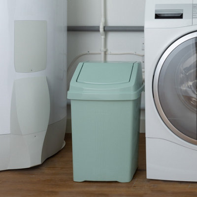 WHAM HIGH GRADE 25L PLASTIC FLIP TOP BIN, 25LTR MEDIUM WASTE BIN SILVER ...