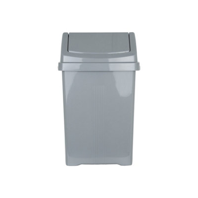 Wham High Grade 25L Plastic Flip Top Bin, 25Ltr Medium Waste Bin Silver