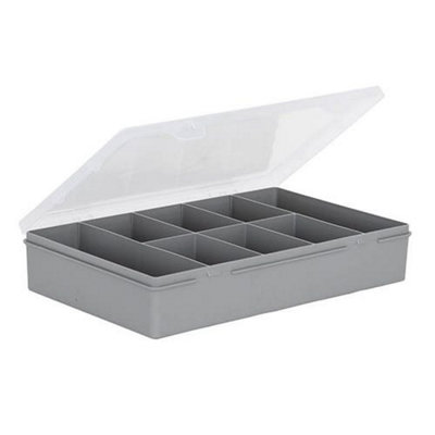 Wham Organiser Box 3.01 29cm with 8 Divisions Soft Grey/Clear