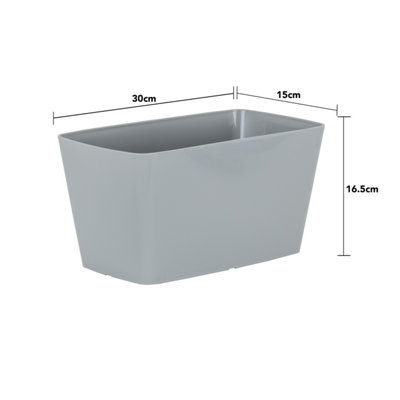 Wham Set 4 Studio 30cm Rectangular Plastic Trough Cool Grey