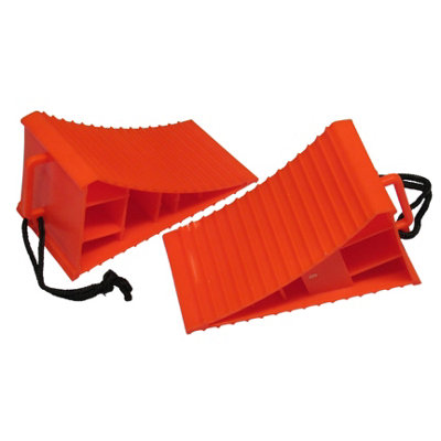 Wheel Chock Tyre Brake Stoppers with Handle X4 (Ridged Wedges Caravan ...