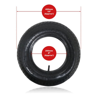 Wheelbarrow Wheel Inner Tube + 16" Barrow Tyre 4.00 - 8 4.80-8 Rubber ...