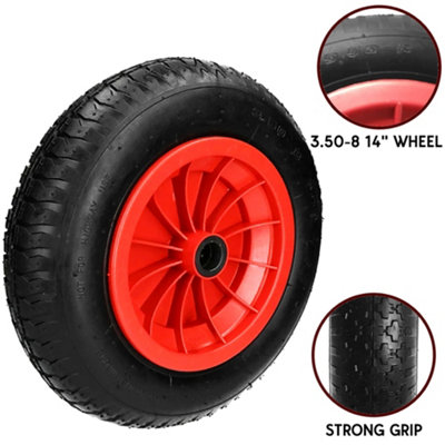 Wheelbarrow Wheel Puncture Proof 14" 350mm with 25mm (1") & 16mm (5/8 ...