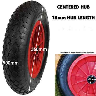Wheelbarrow Wheel Puncture Proof 14" 350mm with 25mm (1") & 16mm (5/8 ...