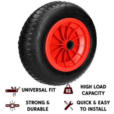 Wheelbarrow Wheel Puncture Proof 14" 350mm with 25mm (1") & 16mm (5/8 ...