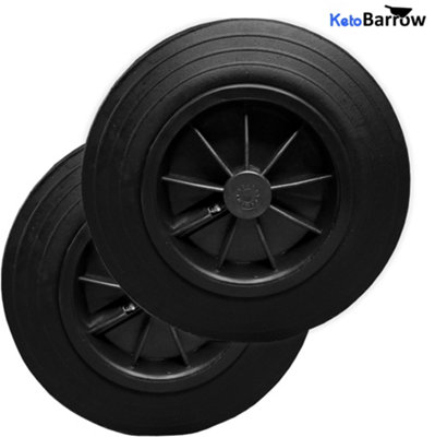 Wheelie Bin Wheel Replacement Wheels 200mm Nose Wheel Set - Black