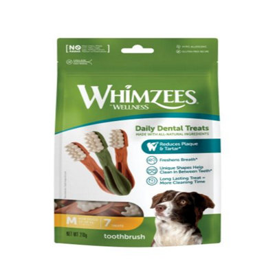Whimzees Toothbrush Medium Week Pack 7pk (Pack of 6)