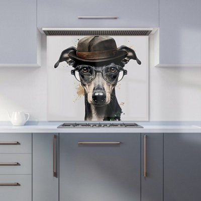 Whippet Dog Splashart Premium Glass Kitchen Splashback W600mm x H650mm