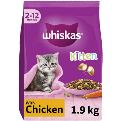 Whiskas 2-12mths Cat Complete Dry With Chicken Cat Food 1.9kg | DIY at B&Q