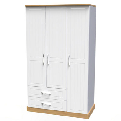 Whitby Triple Wardrobe in White Ash & Oak (Ready Assembled)