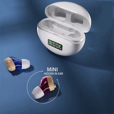 White 1 Pair Rechargeable Digital Hearing Aids In-Ear Invisible Sound ...