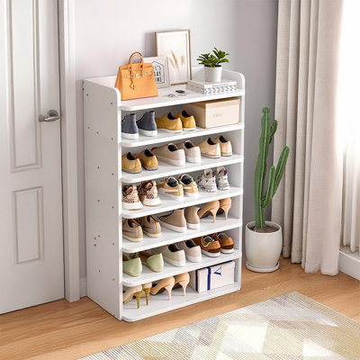 White 104 cmH 7 Tier MDF Shoe Rack for Entryway