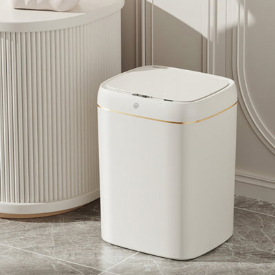 White 11L Battery Powered Automatic Motion Sensor Rubbish Bin, 22cm W x ...