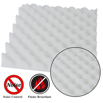 White 12 pcs High-Density Dust-Free Flame-Retardant Acoustic Foam Egg ...