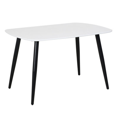 White 120cm Rectangular Aspen dining table with black tapered legs