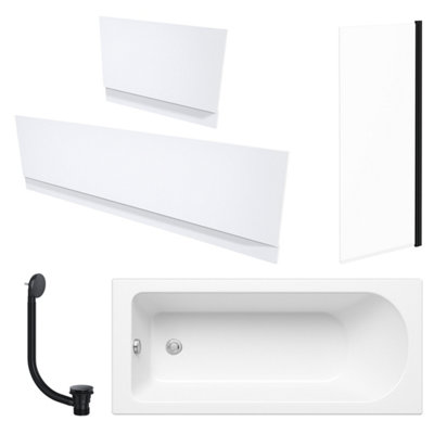 White 1700 x 700 mm Single-Ended Bath with Waterproof Panel Set ...