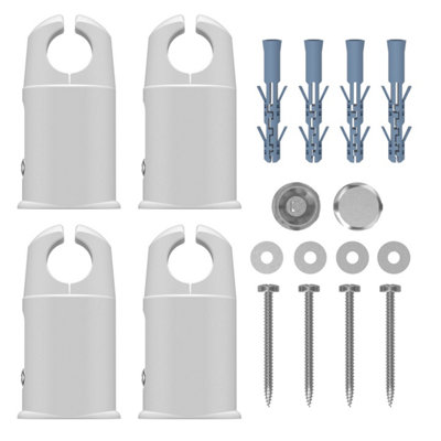 White 19mm Clamp Brackets for Towel Rail Radiators Flat/Curved