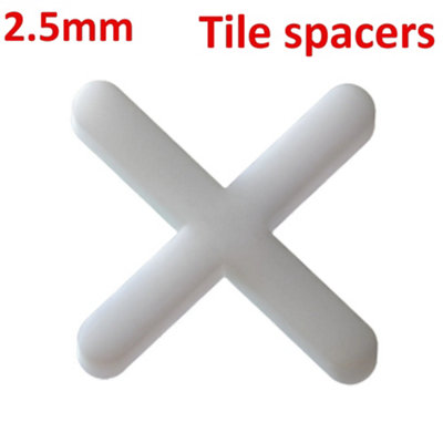 White 2.5mm Plastic Slab Spacers Cross Shaped Tile Positioning Clips for DIY Paving & Tiling