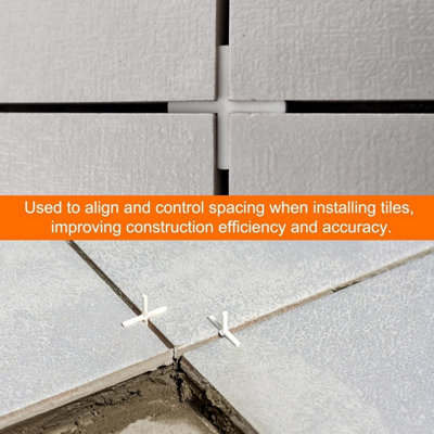 White 2.5mm Plastic Slab Spacers Cross Shaped Tile Positioning Clips ...