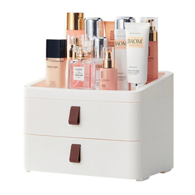 White 2 Drawers Stackable Makeup Cosmetic Organizer Storage Drawers ...