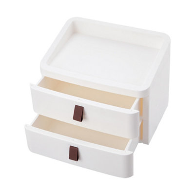 White 2 Drawers Stackable Makeup Cosmetic Organizer Storage Drawers ...